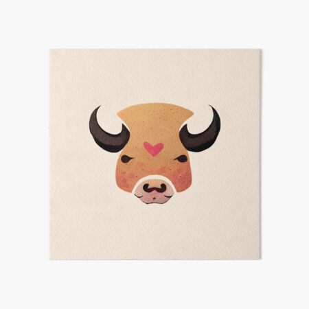 "Powerful cute Bull of love with a heart on its forehead" Art Board ...