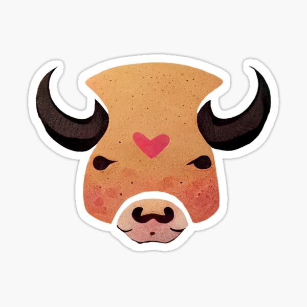 "Powerful cute Bull of love with a heart on its forehead" Sticker for ...