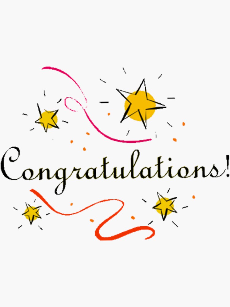 "Congratulations, congratulations, joy, happy,red ribbon, stars, sun ...