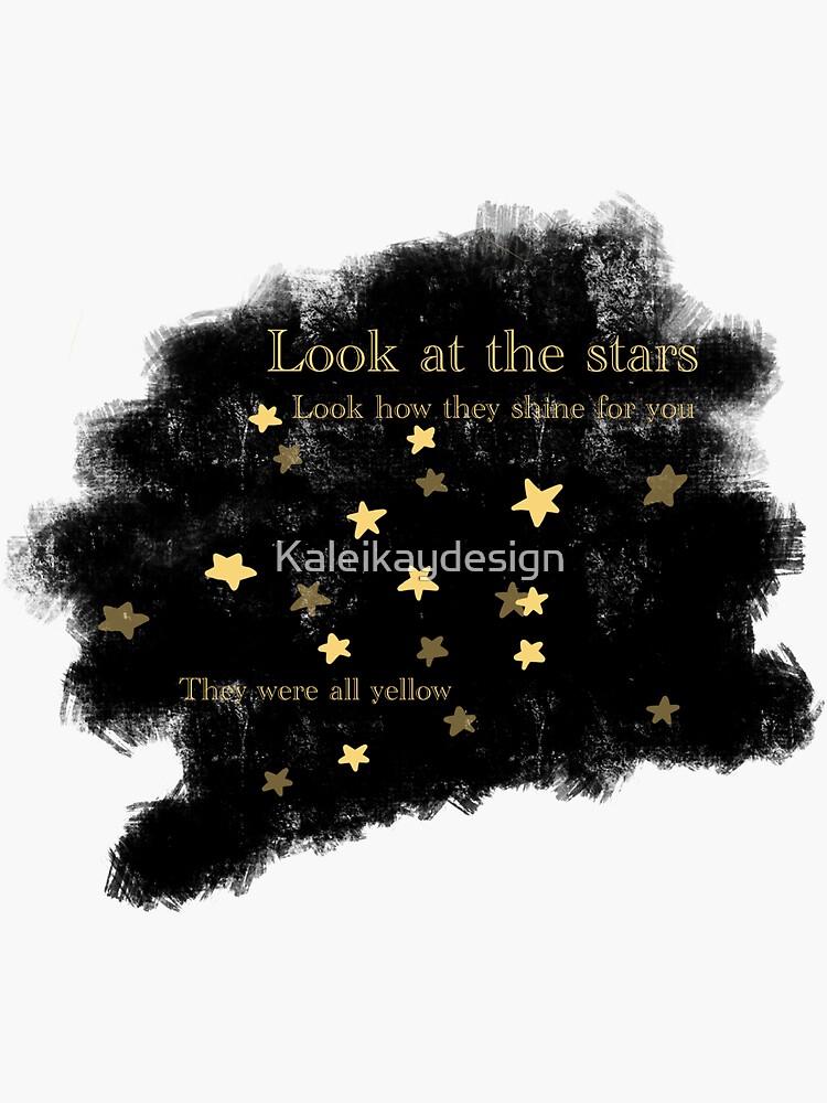 "Yellow Coldplay song, stars in the sky, yellow " Sticker for Sale by ...