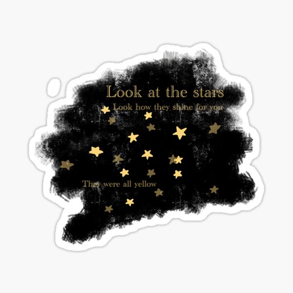 "Yellow Coldplay song, stars in the sky, yellow " Sticker for Sale by ...