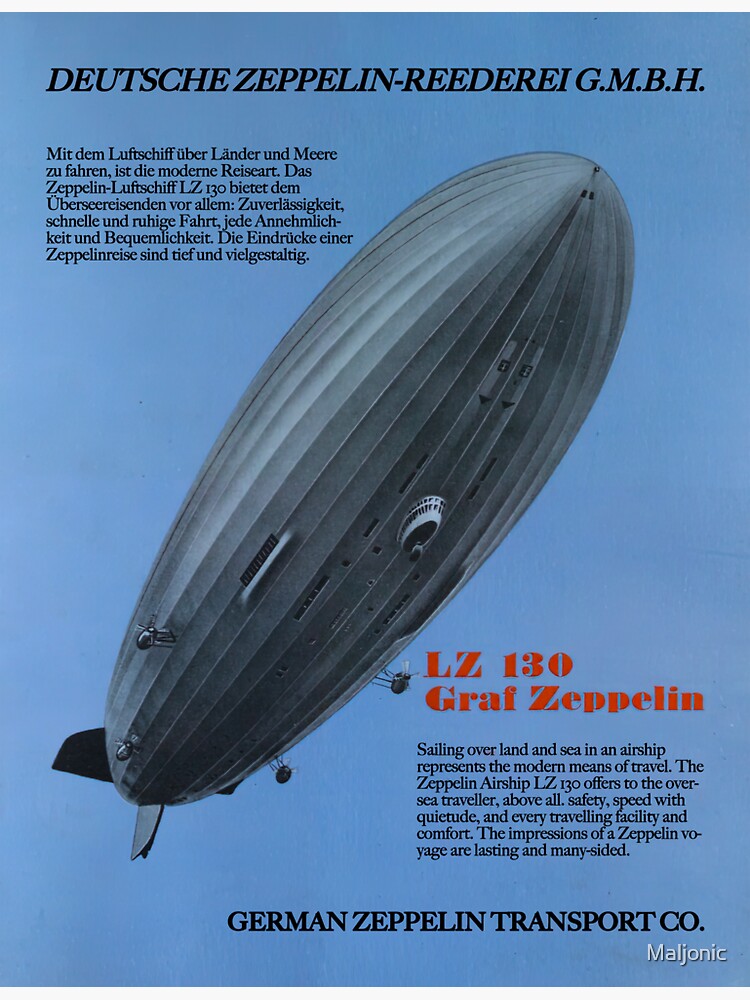 "German Graf Zeppelin LZ 130 1930s Airships Poster Ad Gift" Sticker for Sale by Maljonic | Redbubble