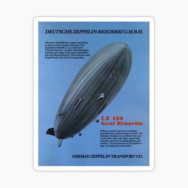 "German Graf Zeppelin LZ 130 1930s Airships Poster Ad Gift" Sticker for Sale by Maljonic | Redbubble