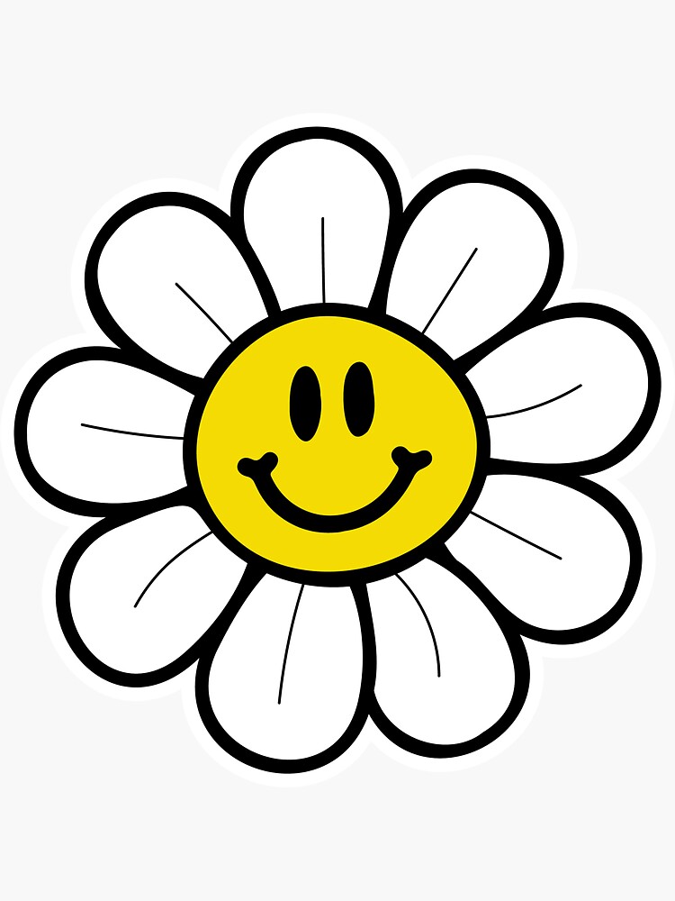 "Smiling Hippy Daisy " Sticker for Sale by asymmetrickid | Redbubble