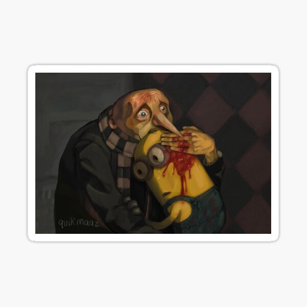 "Gru the despicable and his minion" Sticker by QUIKMAAZ | Redbubble