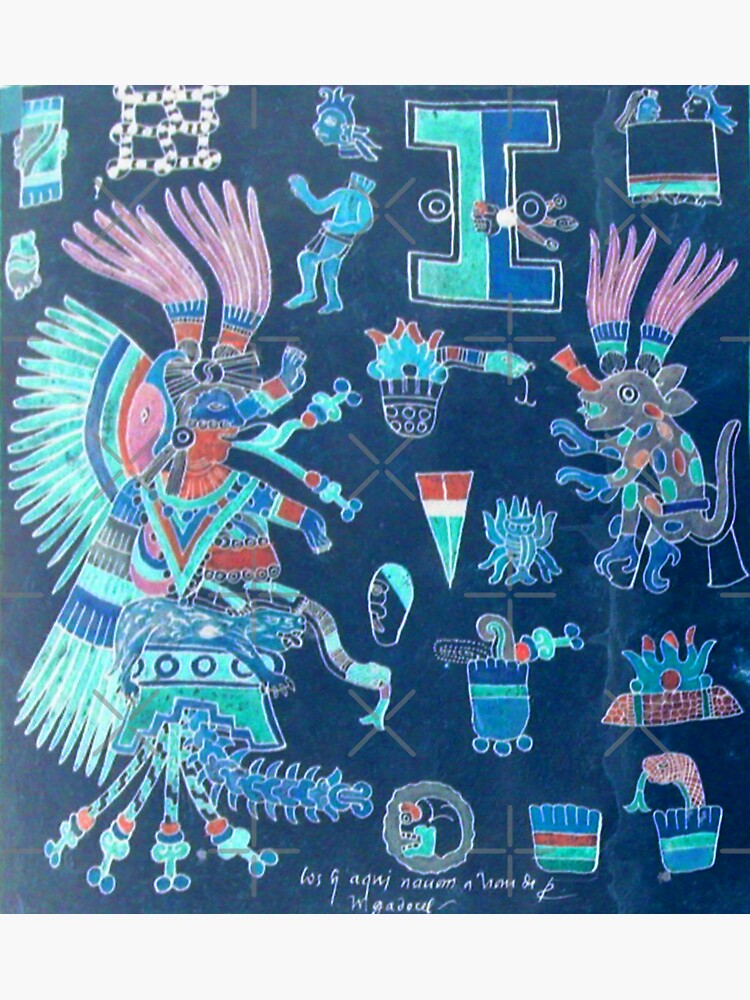 "Human and Dog (Night) Aztec manuscript," Sticker for Sale by Kuetspal ...