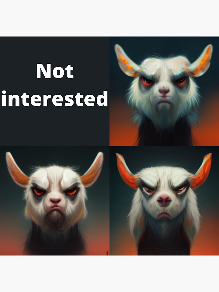 "The goat, not interested" Sticker for Sale by Roblea | Redbubble