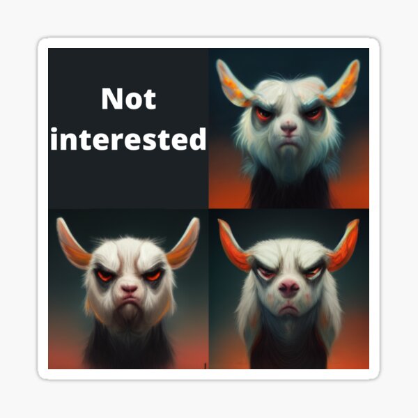 "The goat, not interested" Sticker for Sale by Roblea | Redbubble