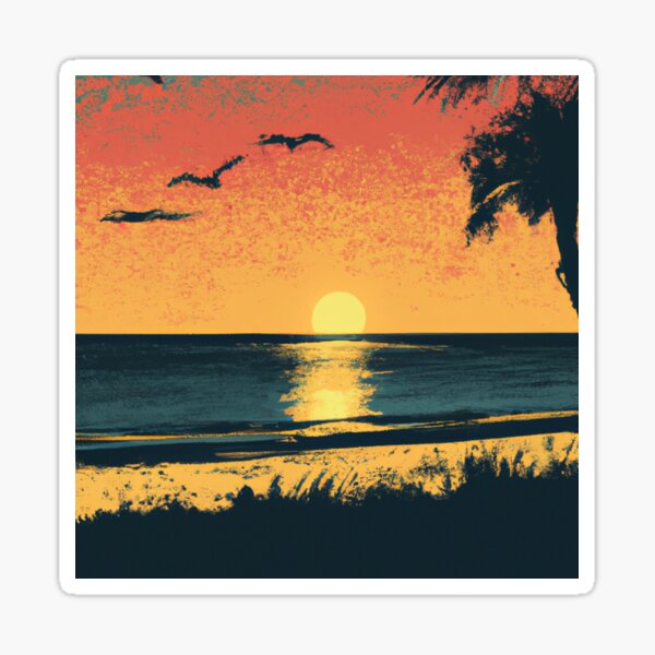 "Vintage Florida Beach Sunset " Sticker for Sale by Renoarabo | Redbubble