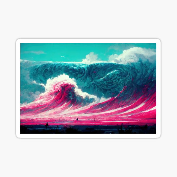"Synthwave Tsunami " Sticker for Sale by ChasmicArt | Redbubble