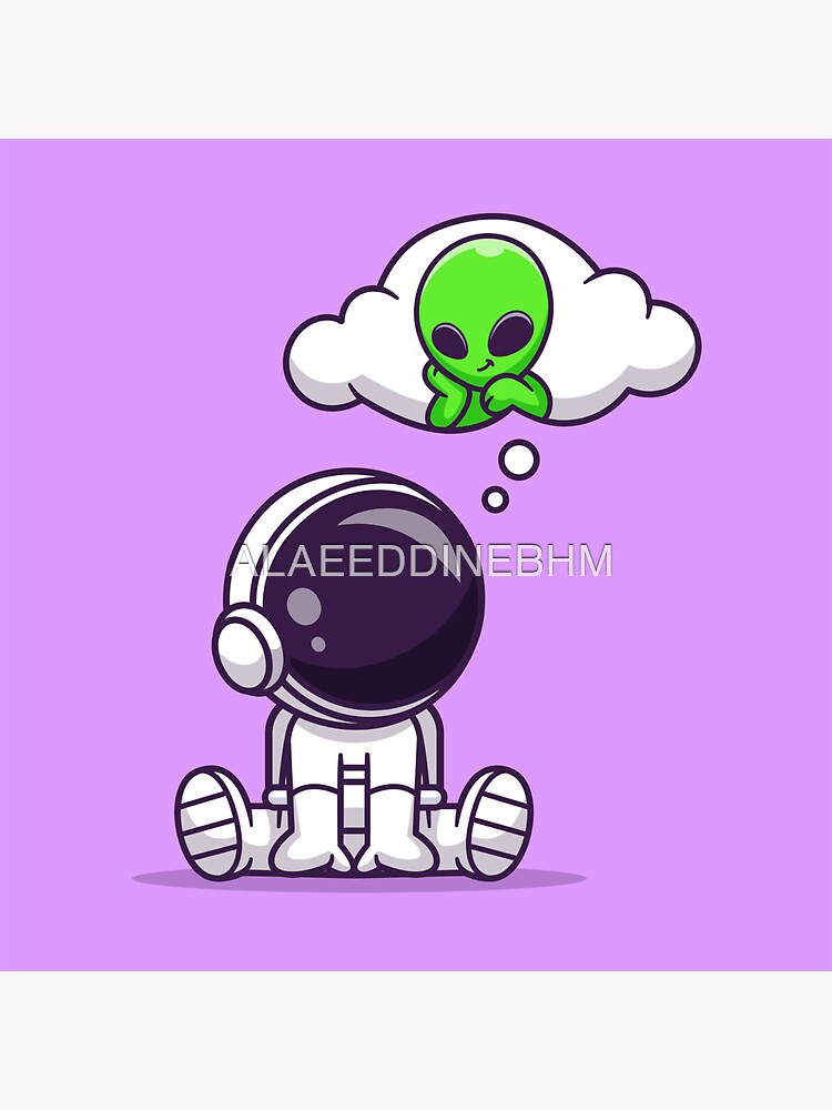 "Astronaut thinking alien cartoon" Sticker for Sale by ALAEEDDINEBHM ...