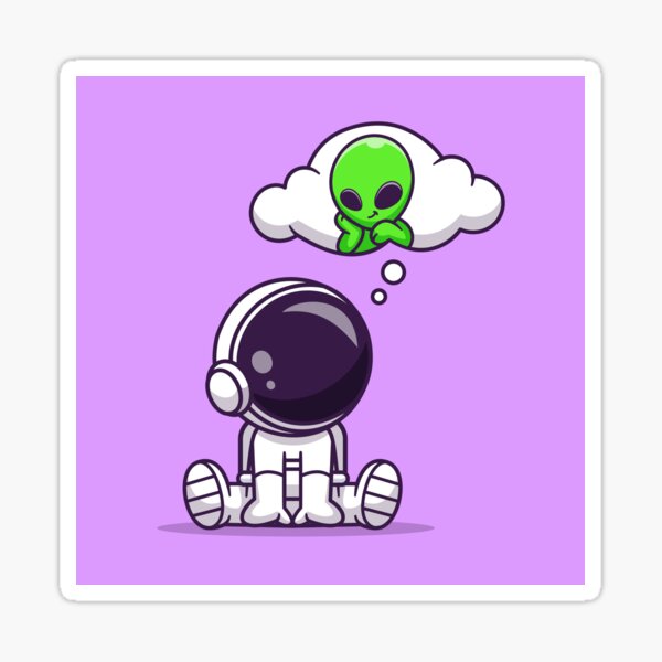 "Astronaut thinking alien cartoon" Sticker for Sale by ALAEEDDINEBHM ...