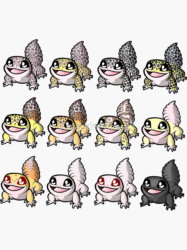 "Chibi Leopard Geckos Designs" Sticker for Sale by AMackInCheese ...