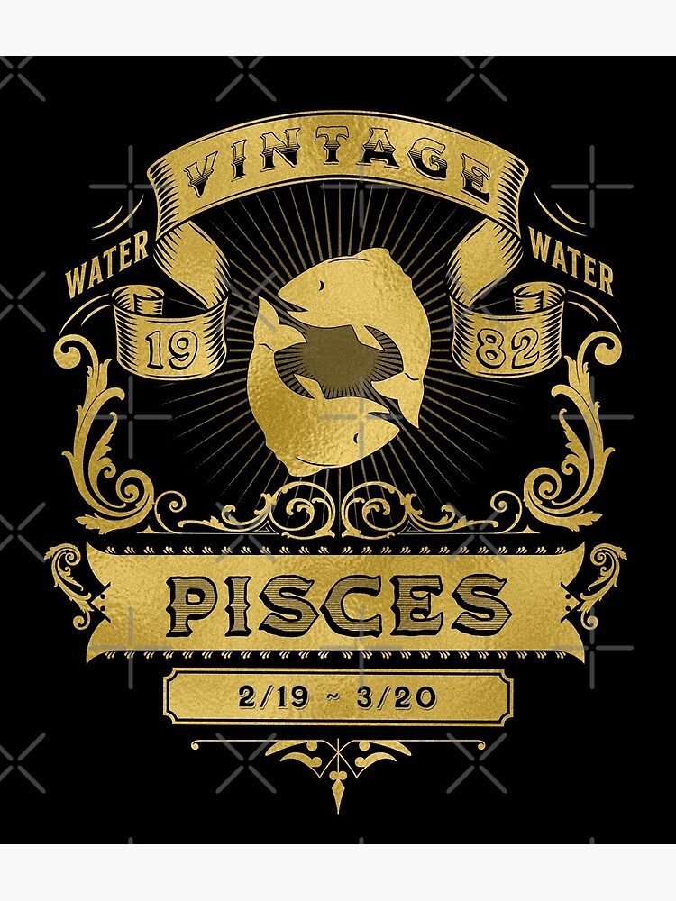 "The Zodiac Sign of Pisces Golden Vintage 1982" Poster for Sale by ...