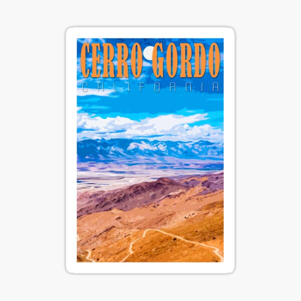 "Cerro Gordo Road Vintage Travel Poster" Sticker for Sale by ...