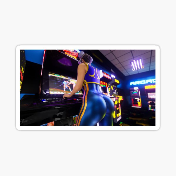 "Chun Li at Arcade" Sticker for Sale by HisAndHerShirts | Redbubble