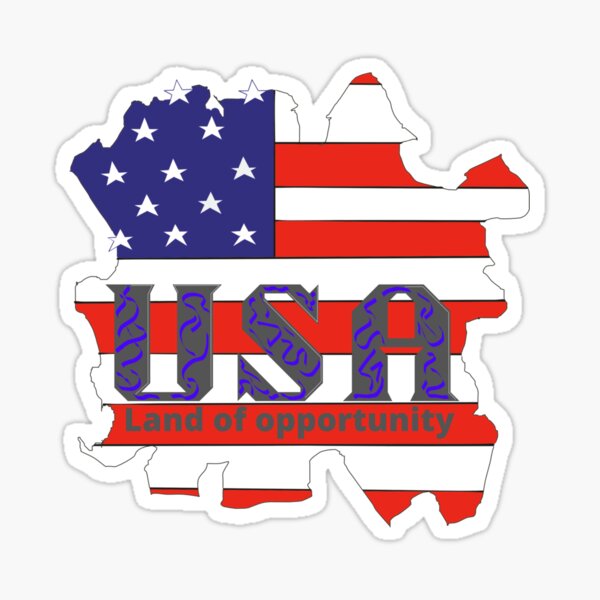 "USA land of opportunity" Sticker for Sale by DenmarHouse | Redbubble