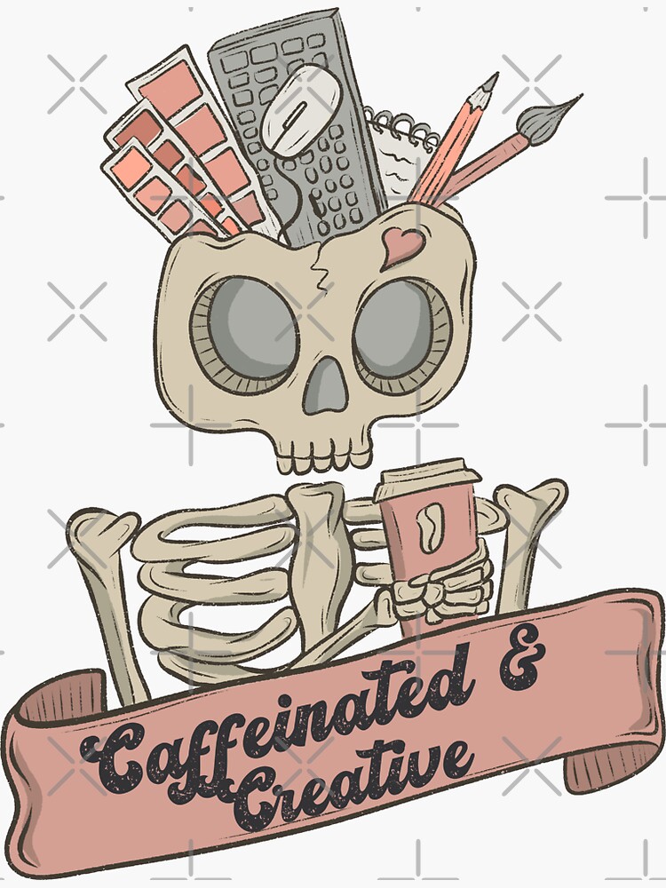 "Caffeinated and creative " Sticker for Sale by jess1586 | Redbubble
