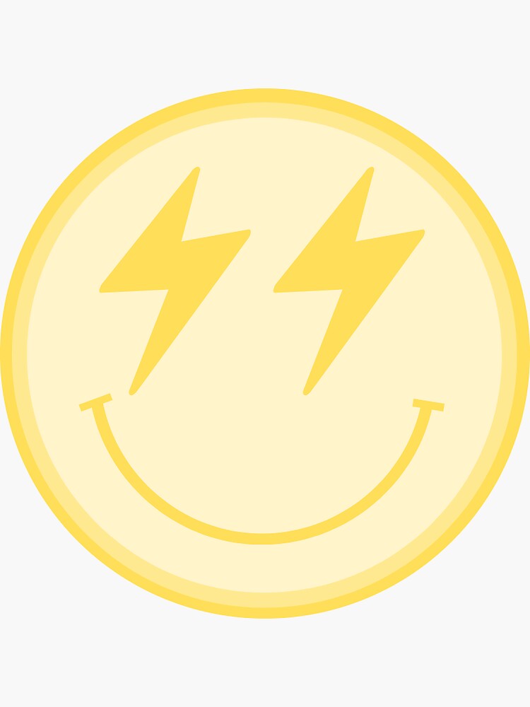 "Preppy Lightning Bolt Smiley Face - Yellow" Sticker for Sale by ...