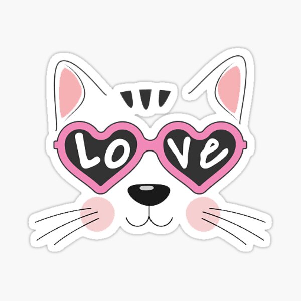 "funny cat face with funky glasses" Sticker for Sale by mednegozio ...