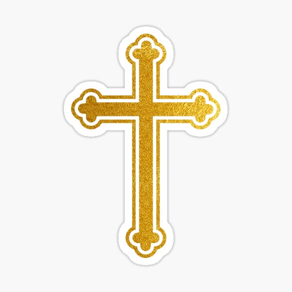 "Golden Religious Cross " Sticker for Sale by pandaapolitics | Redbubble