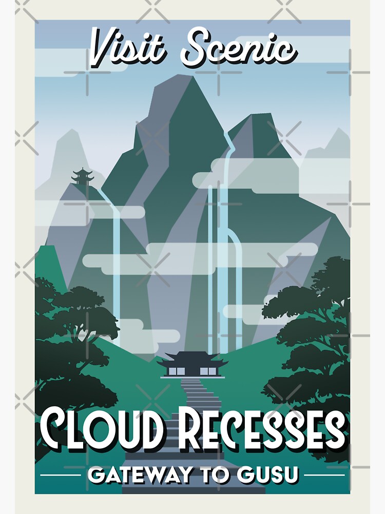 "Cloud Recesses retro travel poster" Sticker for Sale by Antares ...
