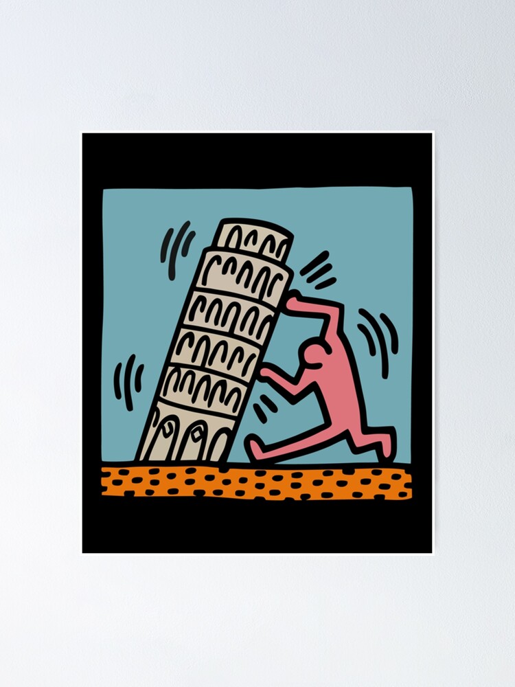 "Keith Haring Pisa Tower 1988 Talking Heads Abstract Pop Art" Poster ...