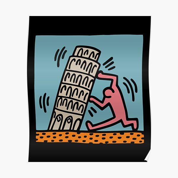 "Keith Haring Pisa Tower 1988 Talking Heads Abstract Pop Art" Poster ...