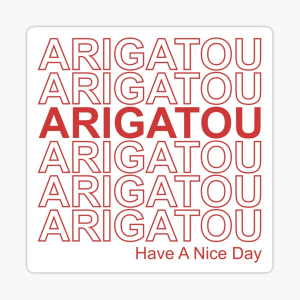 "Thank You Bag Arigatou" Sticker for Sale by artbytoshiandco | Redbubble