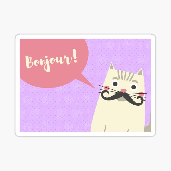 "Bonjour Cat" Sticker for Sale by angcreations | Redbubble