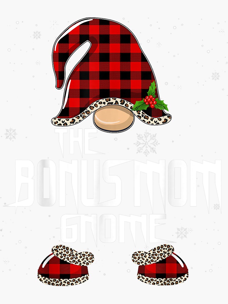 "Bonus Mom Gnome Buffalo Plaid Matching Family Christmas" Sticker for ...