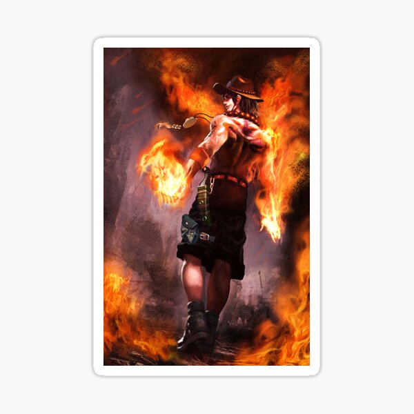 "one piece ace fire" Sticker for Sale by Youssefn48 | Redbubble