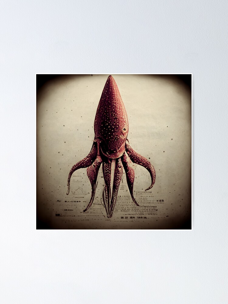 "Retro Giant Squid" Poster for Sale by Foodcolored | Redbubble