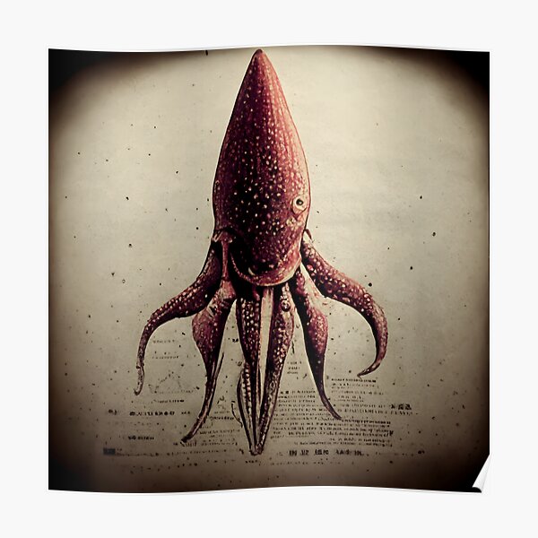 "Retro Giant Squid" Poster for Sale by Foodcolored | Redbubble