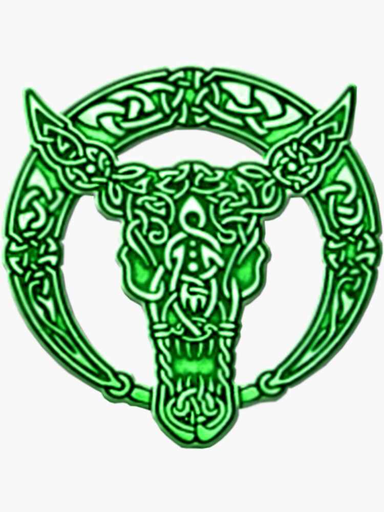 "Green Celtic Bull Celtic Knots" Sticker for Sale by Atteestude | Redbubble