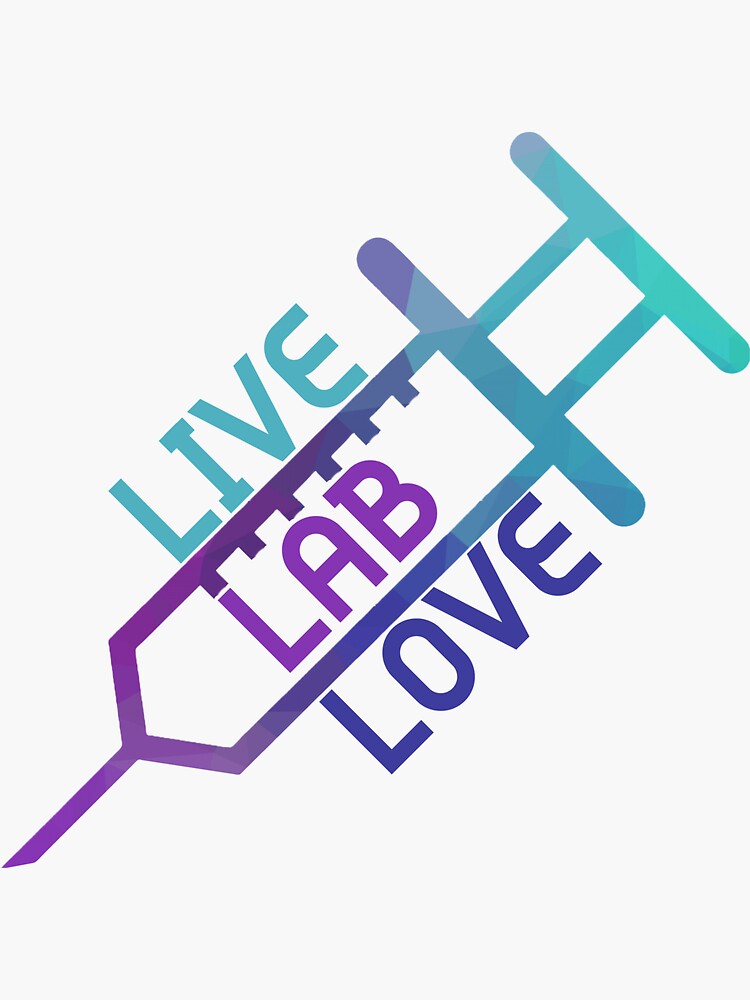 "Live Lab Love Syringe (pale blue background)" Sticker for Sale by ...