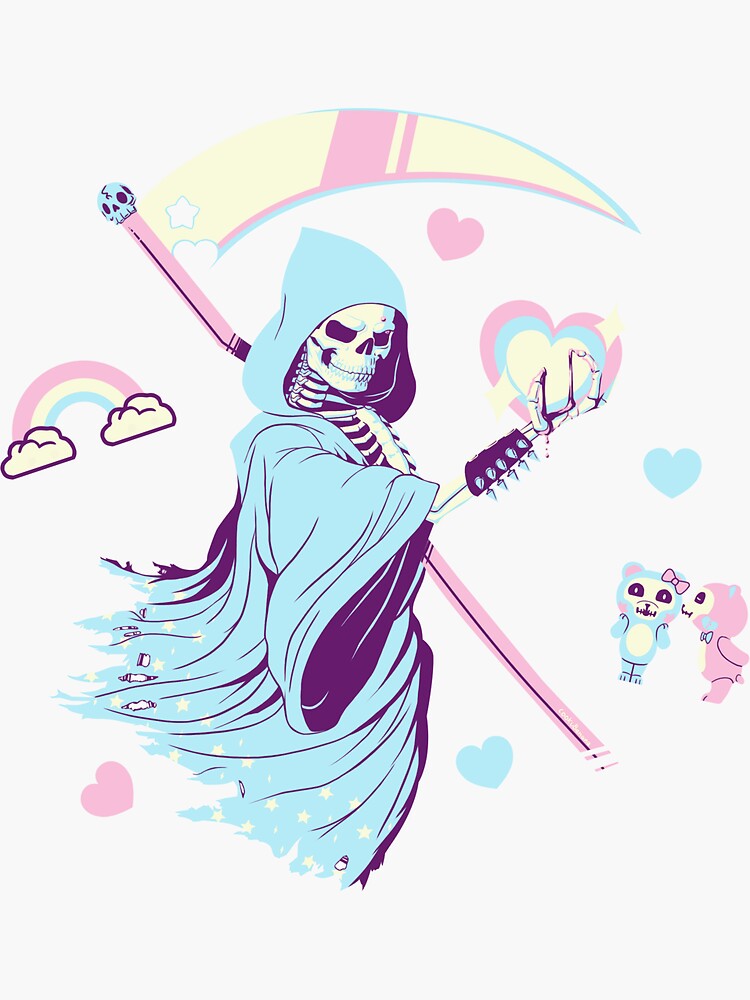 "Pastel Color Grim Reaper!" Sticker for Sale by CookuBanana | Redbubble