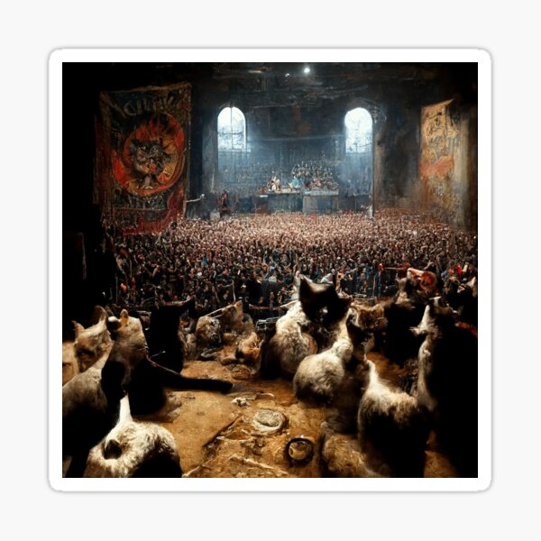 "Cats Giving A Metal Concert To A Huge Crowd" Sticker for Sale by ...