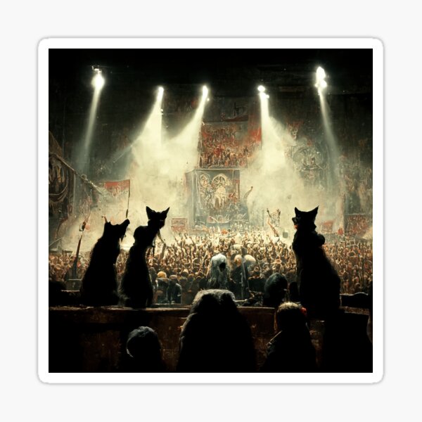 "Cats Giving A Metal Concert To A Huge Crowd" Sticker for Sale by ...