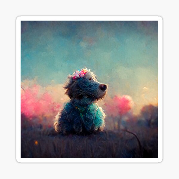 "Cute Fluffy Colorful Dog" Sticker for Sale by Ashokanim111 | Redbubble