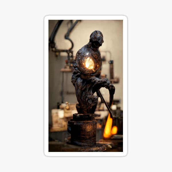 "Bronze statue of a blacksmith" Sticker for Sale by DYSTOPIART | Redbubble