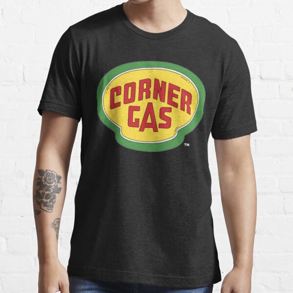 "Corner Gas Logo Wwhite Text Essential Essential " T-shirt for Sale by ...