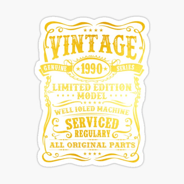 "Vintage 1990 Gold Limited Edition" Sticker for Sale by JuanBarnet ...