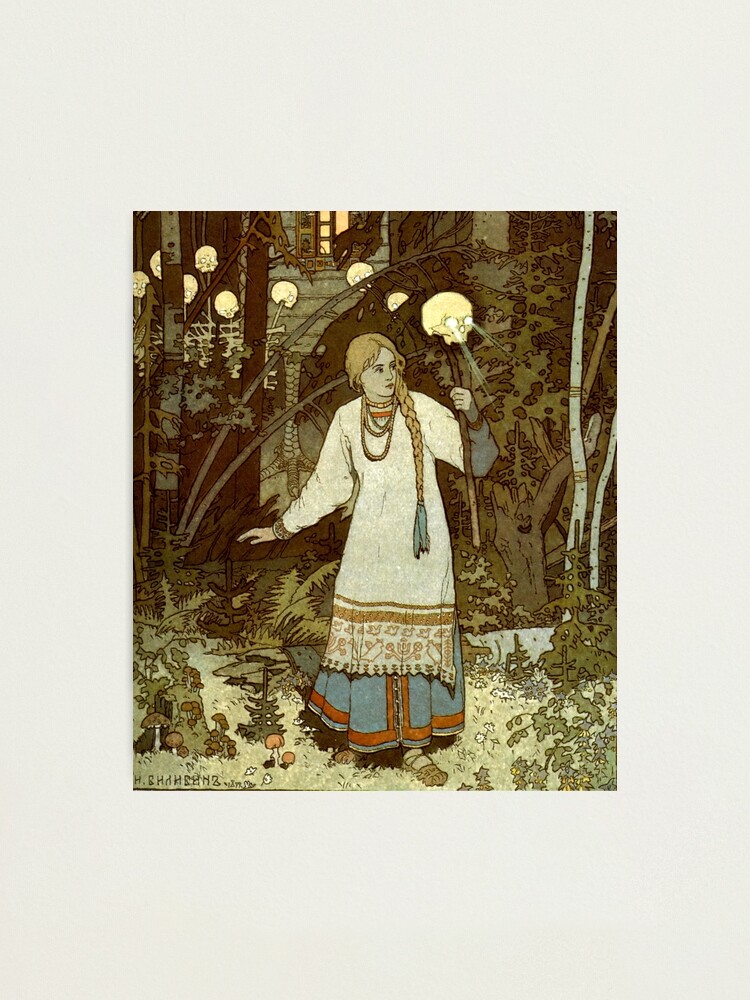 Lámina fotográfica «Vassilissa en el bosque, ilustración del cuento ...