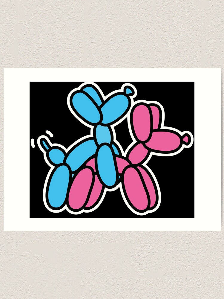 Lámina artística «Perros con globos divertidos, tornado de animales con ...