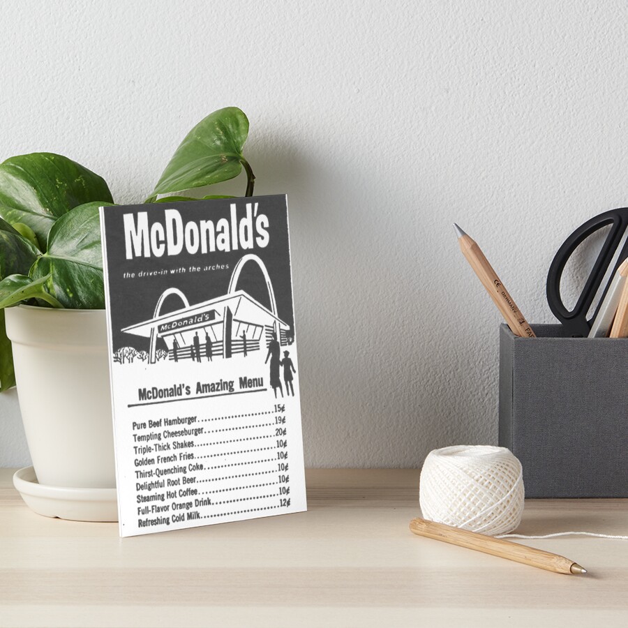 "McDonalds Menu from 1953" Art Board Print for Sale by jaywinston ...