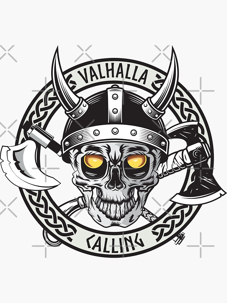 "Valhalla Calling Skull And Axes" Sticker for Sale by IgalK | Redbubble