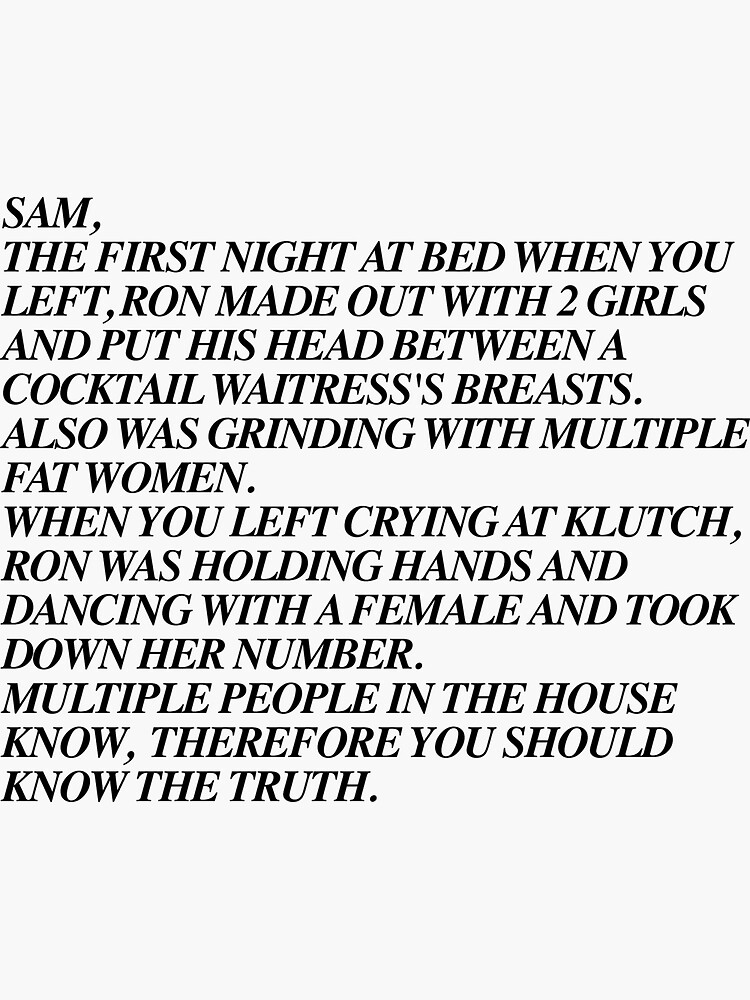 "snooki letter to sammi jenny holzer" Sticker for Sale by poxifran ...