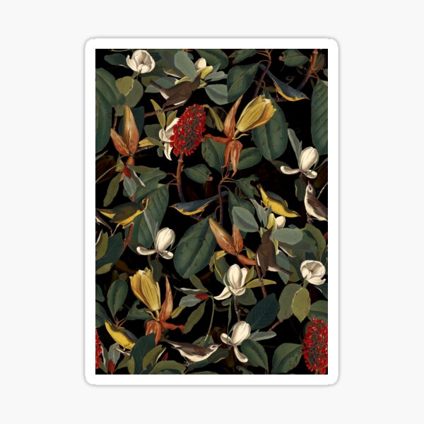 "Floral and Birds Vintage Garden Night III" Sticker for Sale by ...