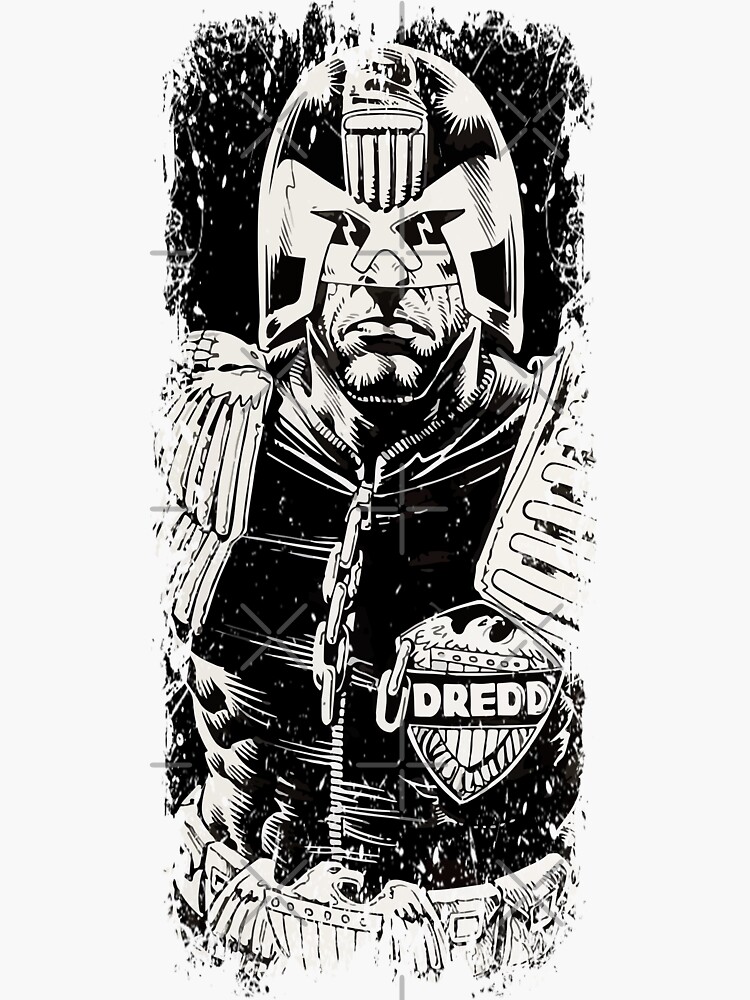 "Judge Dredd Black and White" Sticker for Sale by xxXVintageXxx | Redbubble